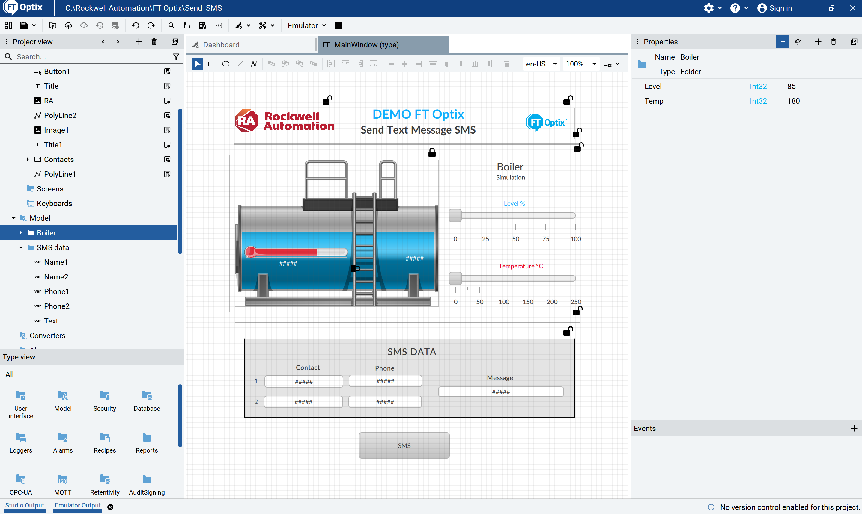 Notificaciones SMS mediante Factory Talk Optix | Rockwell Automation